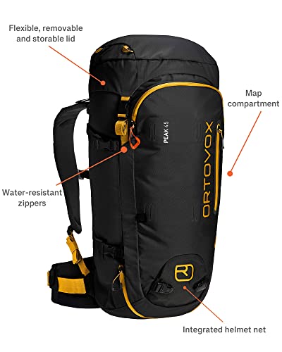 Ortovox Peak 45L High Alpine Touring Backpack for Alpinists, Black Raven