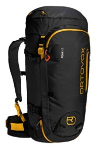 ortovox peak 45l high alpine touring backpack for alpinists, black raven