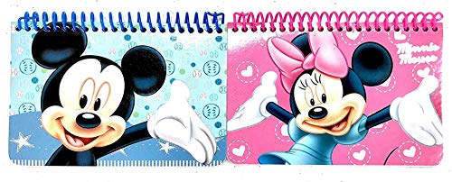 Disney Mickey and Minnie Mouse Drawstring Backpacks Plus Lanyards with Detachable Coin Purse and Autograph Books (Set of 6) (Pink Blue)