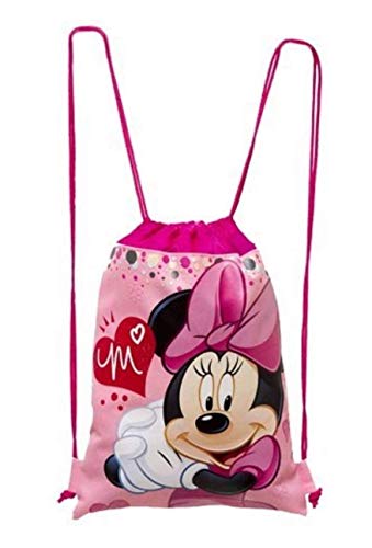 Disney Mickey and Minnie Mouse Drawstring Backpacks Plus Lanyards with Detachable Coin Purse and Autograph Books (Set of 6) (Pink Blue)