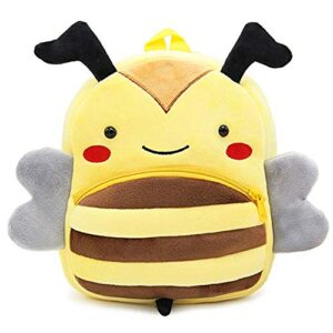 kissourbaby zoo toddler kids backpacks cute plush little girls boys animal backpacks(bee)