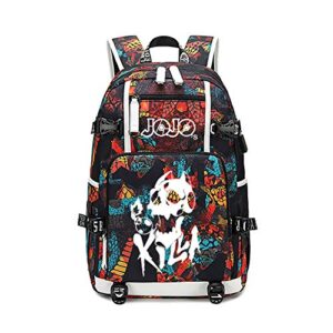 jonathan joestar oxford daypack usb charging laptop backpack anime travel bagpack,street style (13)