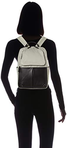 Y'saccs(イザック) Isaac Y91-11-04 New Nylon x Leather Combination Series, Front Pocket Rucksack, Women's, Gray