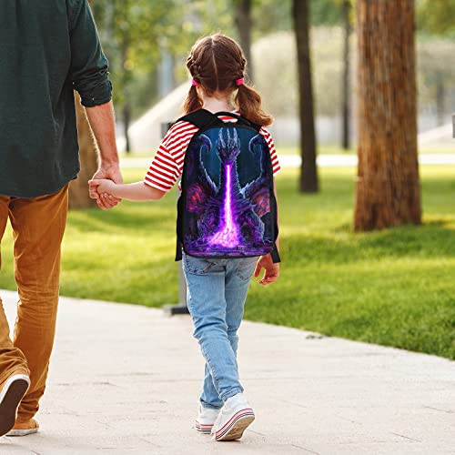 SARA NELL Kids Cool Purple Dragon School Backpack for Boys Girls, Durable Bookbag with 2 Main Compartment, Side Pockets, Kindergarten Elementary Backpack, 15.7 Inches