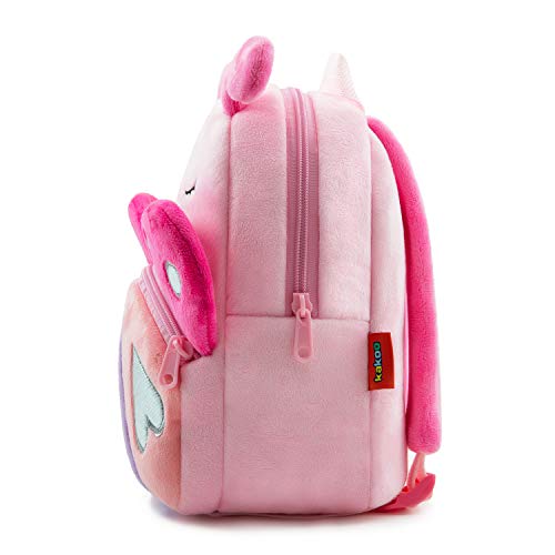 Cute Toddler Backpack Toddler Bag Plush Animal Cartoon Mini Travel Bag for Baby Girl Boy 2-6 Years(Pink Butterfly)