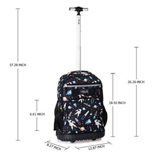 Tilami Rolling Backpack 18 inch with Pencil Case Wheeled Laptop Bag, Astronaut