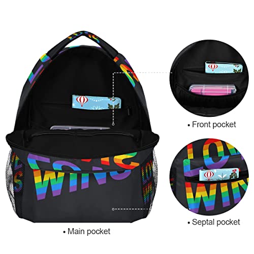 School Backpack Love Wins Pride Rainbow Teens Girls Boys Schoolbag Travel Bag