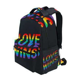 School Backpack Love Wins Pride Rainbow Teens Girls Boys Schoolbag Travel Bag