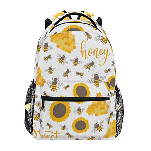 Sunflowers Bees Honey Sweet Backpacks Travel Laptop Daypack School Bags for Teens Men Women