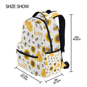 Sunflowers Bees Honey Sweet Backpacks Travel Laptop Daypack School Bags for Teens Men Women