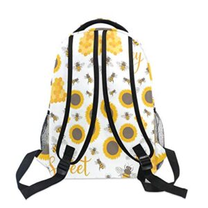 Sunflowers Bees Honey Sweet Backpacks Travel Laptop Daypack School Bags for Teens Men Women