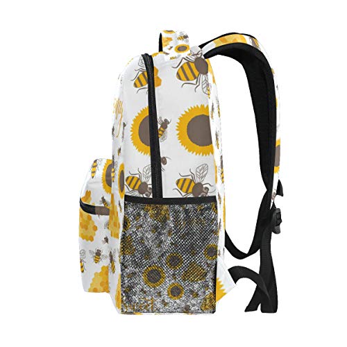 Sunflowers Bees Honey Sweet Backpacks Travel Laptop Daypack School Bags for Teens Men Women