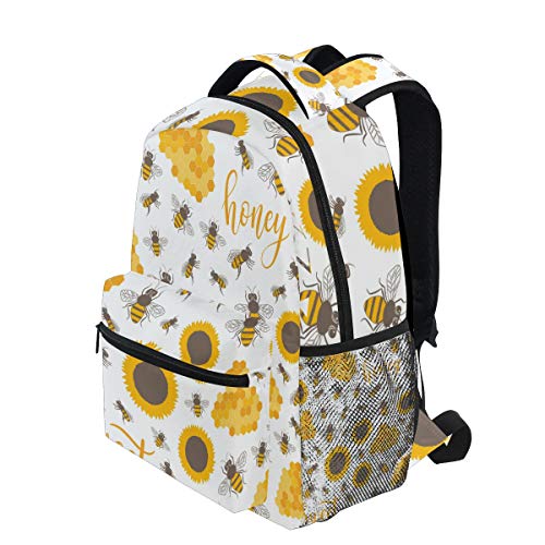 Sunflowers Bees Honey Sweet Backpacks Travel Laptop Daypack School Bags for Teens Men Women