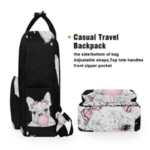 School Backpack Cute French Bulldog Large Capacity Bag for Travel Outdoor Sports Boys Girls Teenage