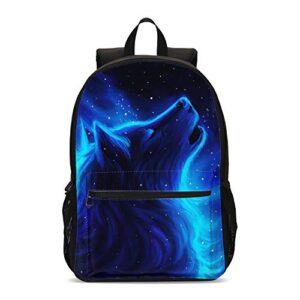 fehuew 3d animal kids wolf backpacks girls school bookbag shoulder bag casual daypack 17 inch plus laptop bag for unisex women teens 1th 3th 5th grade