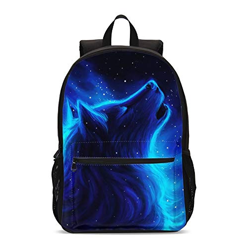 FeHuew 3D Animal Kids Wolf Backpacks Girls School Bookbag Shoulder Bag Casual Daypack 17 Inch Plus Laptop Bag for Unisex Women Teens 1th 3th 5th Grade