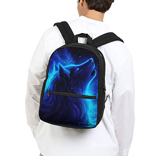 FeHuew 3D Animal Kids Wolf Backpacks Girls School Bookbag Shoulder Bag Casual Daypack 17 Inch Plus Laptop Bag for Unisex Women Teens 1th 3th 5th Grade