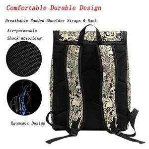 Naanle Cool Skull Skeleton Pattern Casual Daypack College Students Multipurpose Backpack Large Travel Hiking Bags Computer Bag