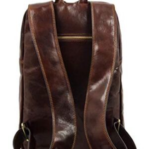 Time Resistance Leather Business Backpack - Handmade Business Daybag for Laptop A4 Portfolio Travel Satchel Rucksack Bag - Dark Brown Unisex