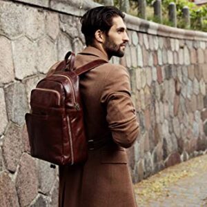 Time Resistance Leather Business Backpack - Handmade Business Daybag for Laptop A4 Portfolio Travel Satchel Rucksack Bag - Dark Brown Unisex