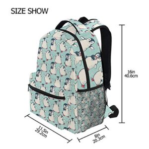 Nander Penguin Backpack Fits Laptop Slim Waterproof Durable Casual Daypack For Women Men College Schoolbag