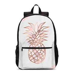 Delerain Pink Pineapple 3 Pcs Backpack Set for Kids Back to School Bookbag with Lunch Box and Pencil Case Durable Lightweight Travel for Teens Students Boys Girls