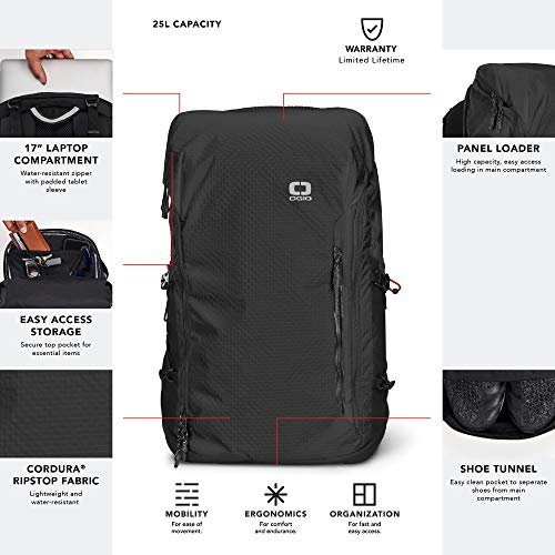 OGIO FUSE Lightweight Backpack (25 Liter, Black, Zip Top)