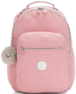 kipling women's seoul 15" laptop backpack, durable, roomy with padded shoulder straps, bridal rose, one size