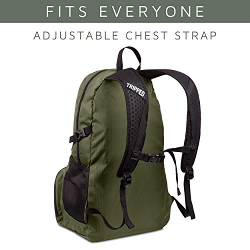 Traveling Backpack- Foldable collapsible lightweight backpack for travel (Green) 35 liters