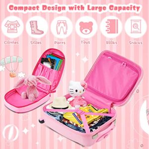 HONEY JOY 2 Pcs Kids Carry On Luggage, 12" School Backpack & 17" Rolling Suitcase, Waterproof Hard Shell Travel Case with Spinner Wheels, Gift for Boys Girls Overnight Travel, Pink Unicorn