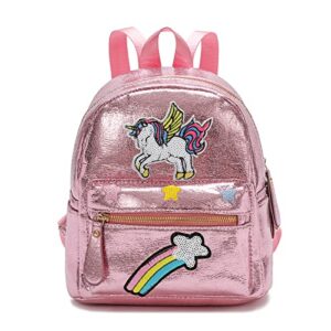 qiuhome unicorn mini backpack girls unicorn bags childrens (pink)