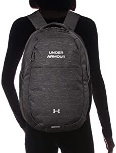 Under Armour Women's Hustle Signature Backpack , Jet Gray (010)/Metallic Silver , One Size Fits All