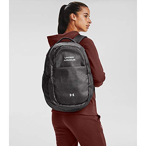 Under Armour Women's Hustle Signature Backpack , Jet Gray (010)/Metallic Silver , One Size Fits All