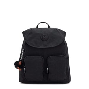 kipling women's fiona medium, adjustable straps, flap closure, top carry handle, backpack, blacktonal, 13.25''l x 13.25''h x 6''d