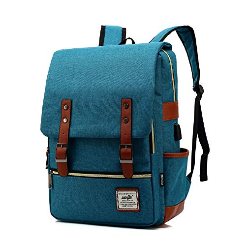 LIZAIDA MENENDEZ Vintage Laptop Backpack for Women Men,Travelling Backpack Casual Daypacks,15.6 Inch College Backpack With USB Charging Port (1-(Deep Teal USB))