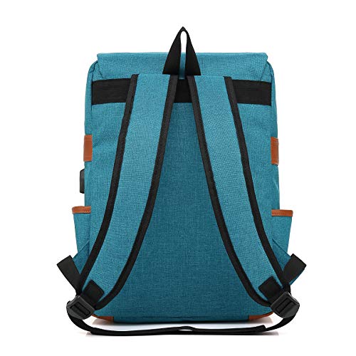 LIZAIDA MENENDEZ Vintage Laptop Backpack for Women Men,Travelling Backpack Casual Daypacks,15.6 Inch College Backpack With USB Charging Port (1-(Deep Teal USB))