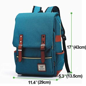 LIZAIDA MENENDEZ Vintage Laptop Backpack for Women Men,Travelling Backpack Casual Daypacks,15.6 Inch College Backpack With USB Charging Port (1-(Deep Teal USB))