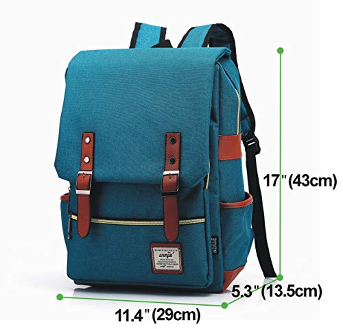 LIZAIDA MENENDEZ Vintage Laptop Backpack for Women Men,Travelling Backpack Casual Daypacks,15.6 Inch College Backpack With USB Charging Port (1-(Deep Teal USB))