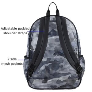 Eastsport Mesh Backpack, Gray Camo/Black