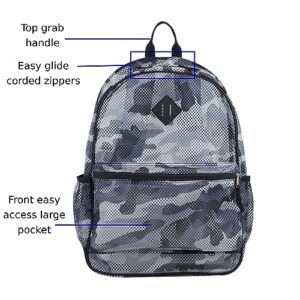 Eastsport Mesh Backpack, Gray Camo/Black