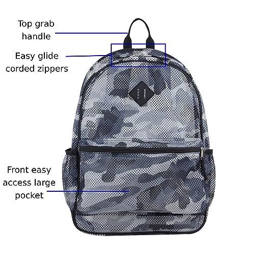 Eastsport Mesh Backpack, Gray Camo/Black