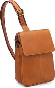 le donne leather arcity unisex sling pack with adjustable strap, 7” x 10” x 4” (tan)