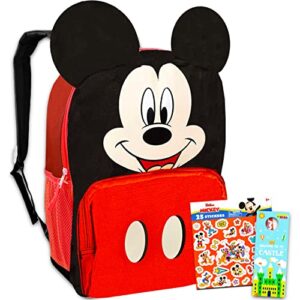 mickey mouse backpack for kids toddlers ~ deluxe 12" mickey mini backpack with 3d mickey ears plus stickers and more (mickey school supplies bundle)