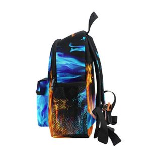 Blue Gold Fire Dragon Small Backpack Fiery Dragons School Bags Toddler Preschool Shoulder Bookbag Kindergarten Elementary School Bag for 3-6 Years Old Boys Girls