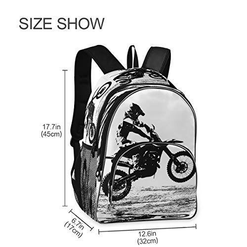 Blueangle Motocross Rider Printing Computer Backpack - Lightweight School Bag for Men Women Boys Girls Teens