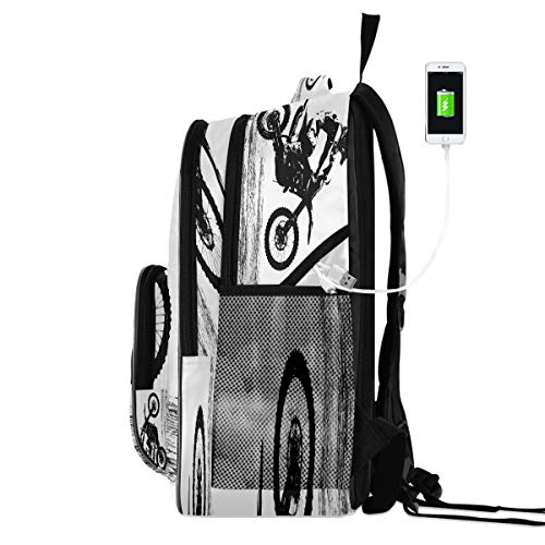 Blueangle Motocross Rider Printing Computer Backpack - Lightweight School Bag for Men Women Boys Girls Teens