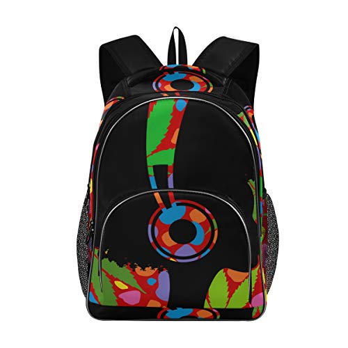 OREZI School Backpack for Girls Boys,African Girl With Headphones Bookbags Lightweight Laptop Travel Casual Daypack Rucksack for Student Teenagers kid's