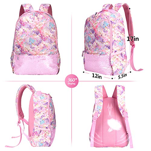 sphaiya Backpack for Girls,Girls Backpack With Lunch Box Cute Toddler Hiking Backpack Set Kindergarten Preschool Book Bag for Elementary Kid Pink