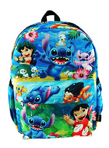 Lilo And Stitch Deluxe Oversize Print Large 16" Backpack with Laptop Compartment - A19563 Multi-color