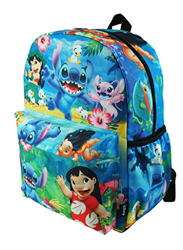 Lilo And Stitch Deluxe Oversize Print Large 16" Backpack with Laptop Compartment - A19563 Multi-color